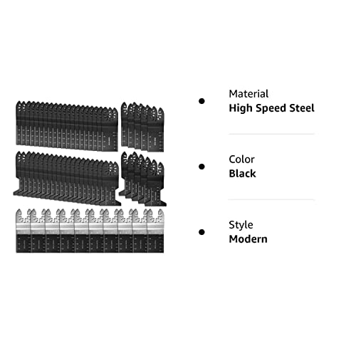 Littlegrass 60 Pack Professional Upgrade Wood/Bi-Metal Oscillating Saw Blades Universal Quick Release Multitool Tool Blade Japan Tooth for Bosch, Craftsman, Fein, Ridgid, Tch, Makita