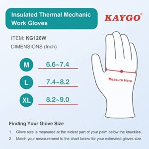 KAYGO Insulated Mechanic Work Gloves KG126W,Winter Insulated Double Lining,Heavy duty,Improved dexterity,Excellent Grip,Ideal for working on cars and outdoor jobs (1, X-Large)