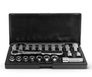 sata 21-piece pass-thru® socket set, 3/8-inch drive metric/sae sizes, with a professional pass-thru design and a black storage case - st09134sj