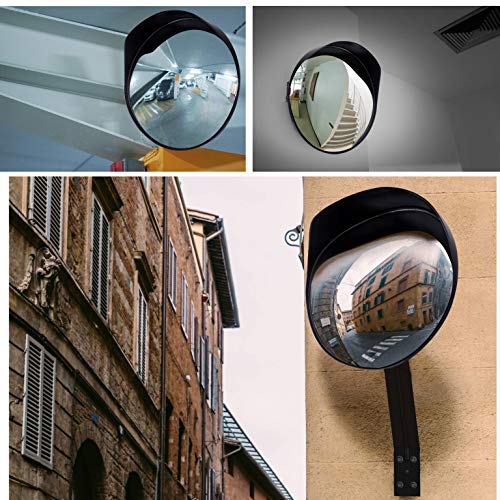 WatchYrBack Black 18 inch Convex Mirror, Outdoor or Indoor, Wide Angle View, Curved Traffic Safety and Security Mirror 460 mm