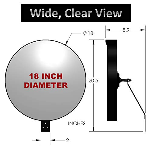 WatchYrBack Black 18 inch Convex Mirror, Outdoor or Indoor, Wide Angle View, Curved Traffic Safety and Security Mirror 460 mm