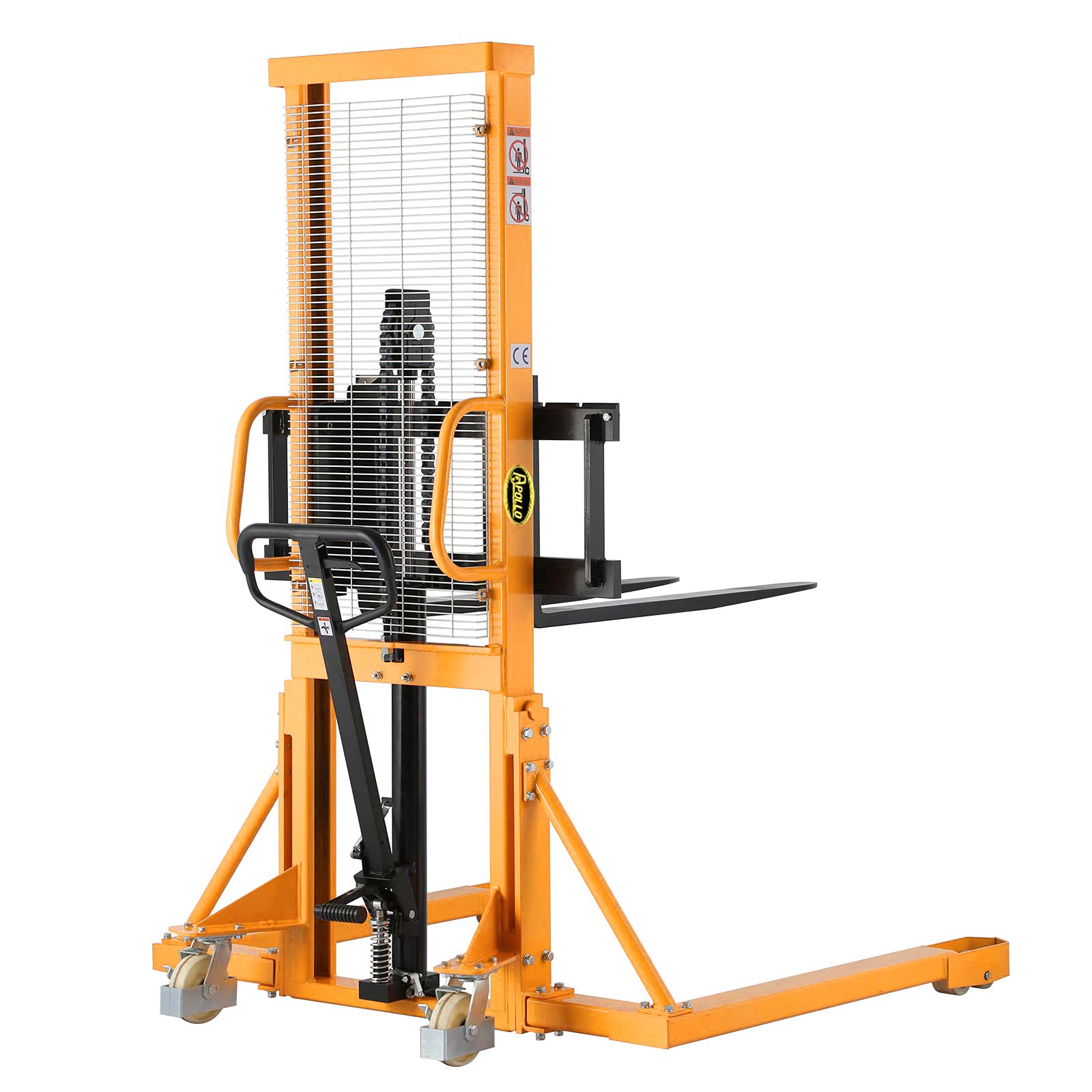 APOLLOLIFT Manual Pallet Stacker with Straddle Legs 2200lbs Capacity 63" Lift Height, Adjustable Forks