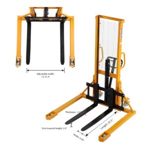 APOLLOLIFT Manual Pallet Stacker with Straddle Legs 2200lbs Capacity 63" Lift Height, Adjustable Forks