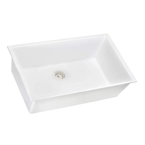 Ruvati 33 x 19 inch Granite Composite Undermount Single Bowl Kitchen Sink - Arctic White - RVG2080WH