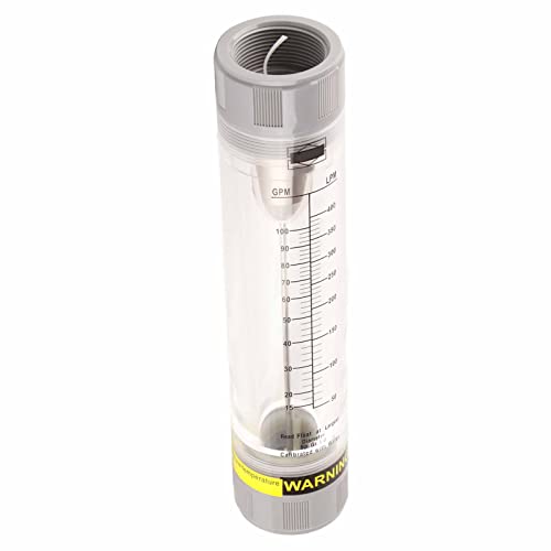 Liquid Flow Meter, Acrylic Plexiglass Tube Water Liquid Flowmeter Flow Measuring Tool LZM-40G 10-100GPM G1-1/2" or BSP Connection Used for Measuring The Flow Rate of Liquid Medium