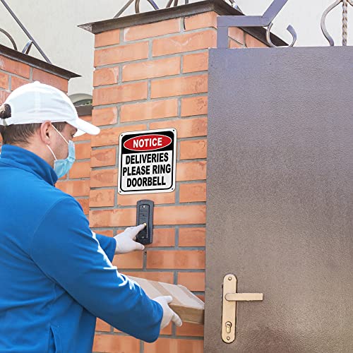 Notice Deliveries Please Ring Doorbell Delivery Sign for Delivery Driver -8.5"x10" Delivery Instructions for My Packages - Indoor Outdoor Aluminum Composite