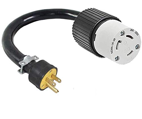 5-15P 3-Pin Male 110/125V Wall Plug To L6-30R 110/125V 3-Prong Receptacle Outlet Miller Lincoln Hobart Plasma Cutter Welder Mig Tig Arc Adapter, Electrical Power Connector Cord Converter NEMA FX521