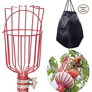 COCONUT Fruit Picker Tool, Fruit Picker with Basket and Pole Easy to Assemble & Use Fruits Catcher Tree Picker for Getting Fruits(5ft)