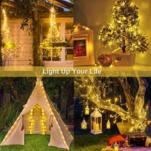 JMEXSUSS 66ft 200 LED Solar Outdoor String Lights, 2 Pack Solar Fairy Lights Outdoor Waterproof, Solar Christmas Lights with 8 Modes, Warm White String Lights for Garden Tree Patio Party Decoration