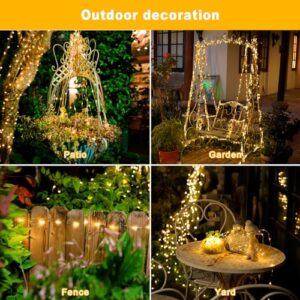 JMEXSUSS 66ft 200 LED Solar Outdoor String Lights, 2 Pack Solar Fairy Lights Outdoor Waterproof, Solar Christmas Lights with 8 Modes, Warm White String Lights for Garden Tree Patio Party Decoration