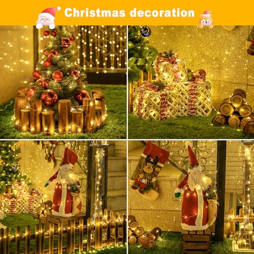 JMEXSUSS 66ft 200 LED Solar Outdoor String Lights, 2 Pack Solar Fairy Lights Outdoor Waterproof, Solar Christmas Lights with 8 Modes, Warm White String Lights for Garden Tree Patio Party Decoration