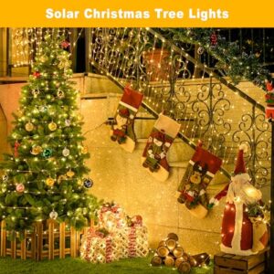 JMEXSUSS 66ft 200 LED Solar Outdoor String Lights, 2 Pack Solar Fairy Lights Outdoor Waterproof, Solar Christmas Lights with 8 Modes, Warm White String Lights for Garden Tree Patio Party Decoration