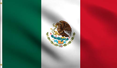 DMSE Mexico Mexican MX Pride Flag 2X3 Ft Foot 100% Polyester 100D Flag UV Resistant (2' X 3' Ft Foot)