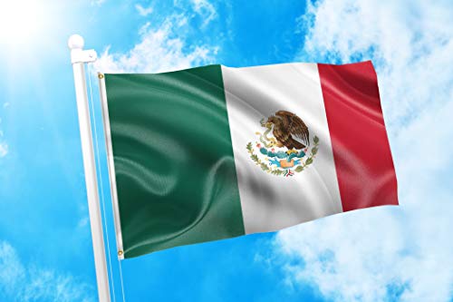 DMSE Mexico Mexican MX Pride Flag 2X3 Ft Foot 100% Polyester 100D Flag UV Resistant (2' X 3' Ft Foot)