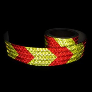 AISEY Reflective Tape Waterproof High Visibility Red & Yellow, Industrial Marking Tape Heavy Duty Hazard Caution Warning Safety Adhesive Tape Outdoor 2 Inch by 30 Feet