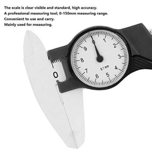 Plastic Dial Vernier Caliper Plastic 0-150mm High Precision 0.1mm Clear Number Wear Resistance, Durable In Use Clear Number for Measuring(White)