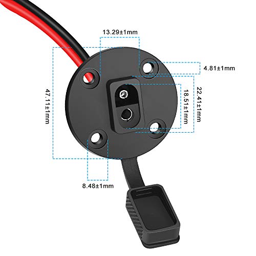 ELECTOP SAE Connector Power Socket Sidewall Port, Weatherproof SAE Quick Connect Solar Panel Flush Mount SAE Plug Adapter Cable, 12AWG SAE Extension Cable for Solar Generator Battery Charger(2 Pack)