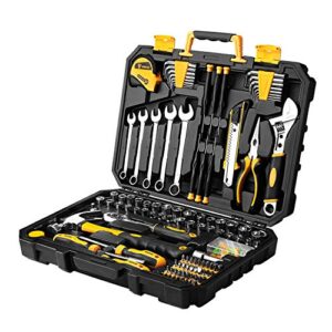 dekopro 158 piece tool set-general household hand tool kit,auto repair tool set, with plastic toolbox storage case