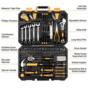 DEKOPRO 158 Piece Tool Set-General Household Hand Tool Kit,Auto Repair Tool Set, with Plastic Toolbox Storage Case