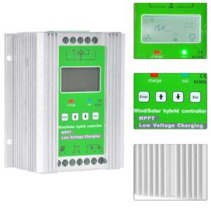 Pikasola 1400W 12/24v Battery Off Grid Controller Wind Turbine Solar Hybrid MPPT Charge Boost Controller with Unloader Suitable for 800w Wind Generator 600w Solar Panel System Controller