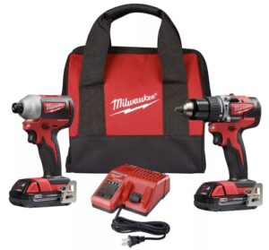 milwaukee 2900-22ct m18 18v li-ion brushless cordless compact hammer drill/impact combo kit (2-tool) w/ (2) 2.0ah batteries