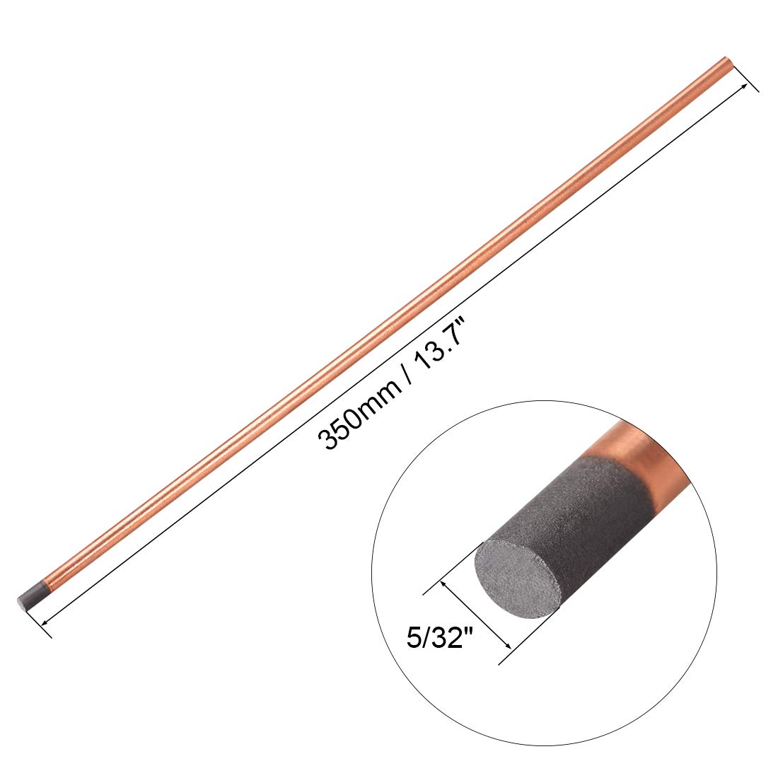 uxcell Copper Coated Gouging Carbon 4x350mm - 2pcs Carbon Gouging Rods Copperclad Electrodes