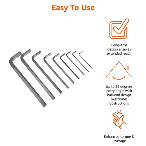 Amazon Basics 22-Piece Long Arm Hex Key Wrench Set - SAE/Metric