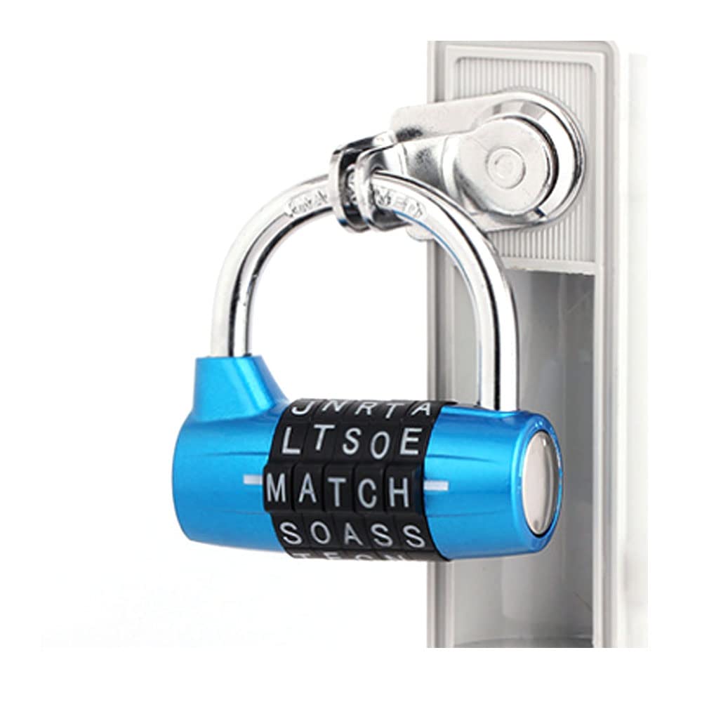 Gym Locker Lock,Letter Combination Lock,5 Dial Letter Lock,5 Digit Combination Lock,Word Combination Lock,Gym Locker Lock,Padlock with Code,Combo Padlock,Suitable for Gym Locker Lock,toolboxes(Blue)