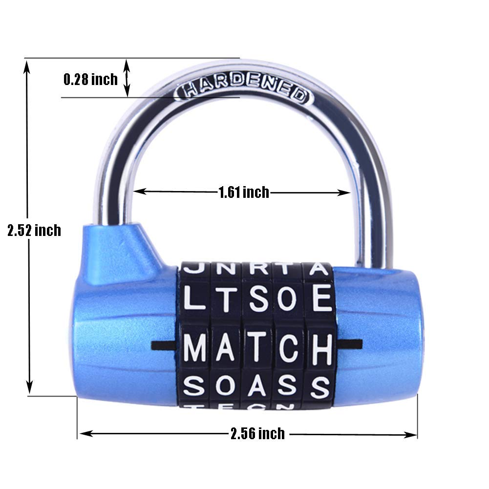 Gym Locker Lock,Letter Combination Lock,5 Dial Letter Lock,5 Digit Combination Lock,Word Combination Lock,Gym Locker Lock,Padlock with Code,Combo Padlock,Suitable for Gym Locker Lock,toolboxes(Blue)