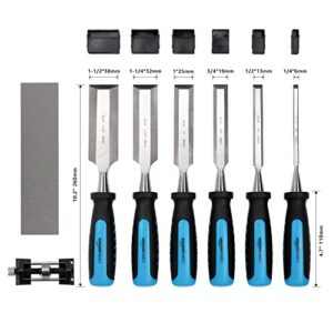 Amazon Basics 8-Piece Wood Carving Chisel Set with Honing Guide, Sharpening Stone and Storage Case, 1/4" - 1-1/2"