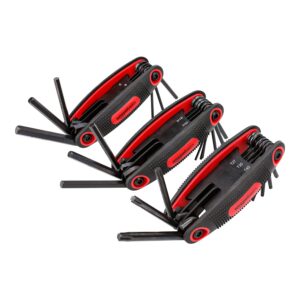 amazon basics folding hex key set - 3-pack, metric/sae/star