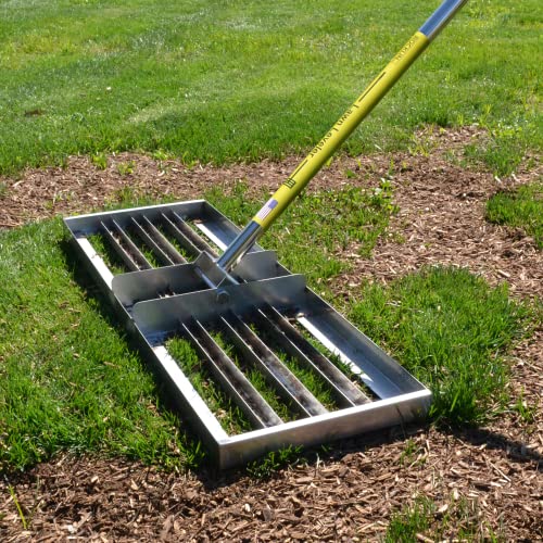 Rocklin™ Lawn Leveling Rake | Levelawn Tool | Level Soil or Dirt Ground Surfaces Easily | 30” x 10” Ground Plate | 78” Extra Long Handle | Stainless Steel