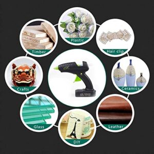 Cordless Glue Gun 60W 12V Rechargeable Electric Heating Tool with Lithium Battery 2000mAh for DIY Arts Craft 0.43"(11mm) Glue Sticks, Full Size Hot Glue Gun Include Charger