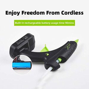 Cordless Glue Gun 60W 12V Rechargeable Electric Heating Tool with Lithium Battery 2000mAh for DIY Arts Craft 0.43"(11mm) Glue Sticks, Full Size Hot Glue Gun Include Charger