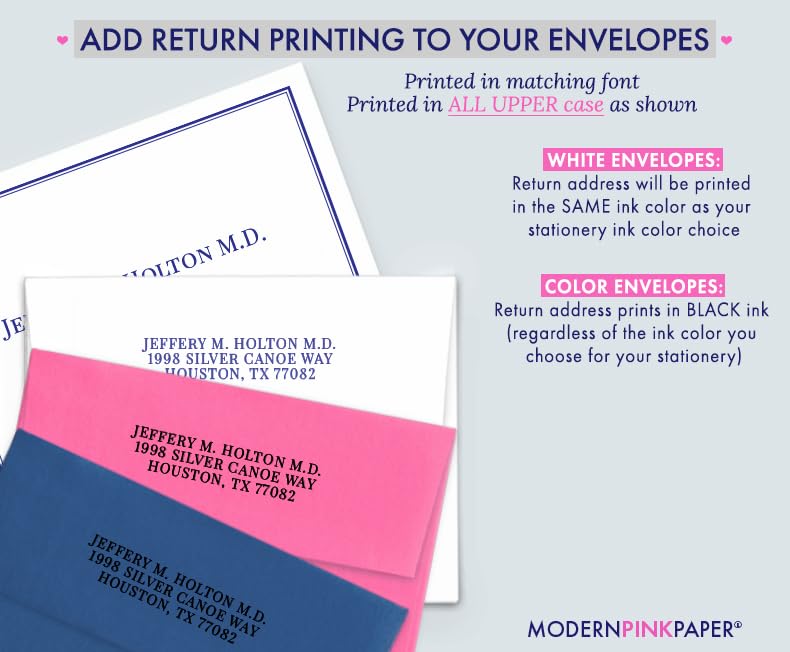 Personalized Stationary for Men or Women, Professional Personalized FOLDED Note Cards, Your Choice of Colors and Quantity