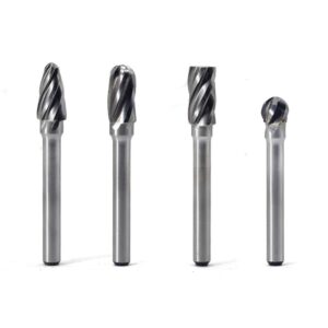 carbide burrs set 4pcs jestuous 1/4 inch shank diameter aluminum rotary files single cutting edge for die grinder drilling bits metal carving engraving