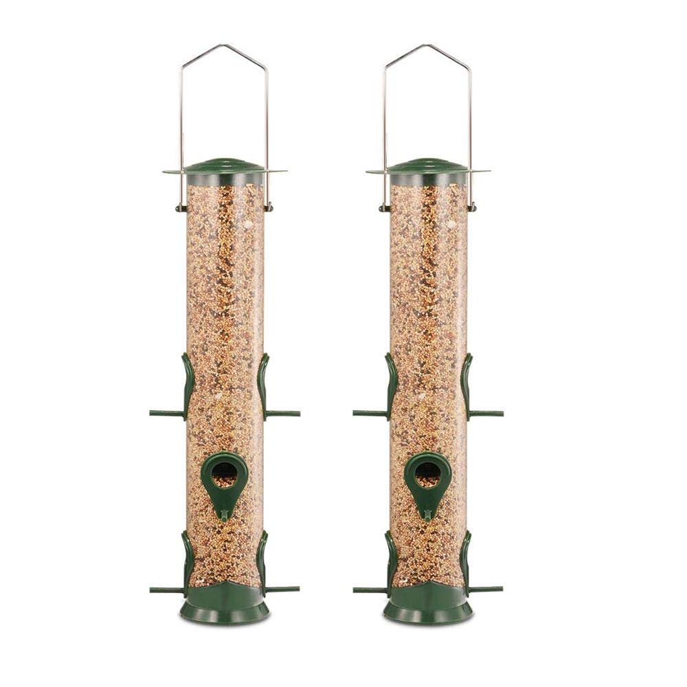 Ointo Garden Tube Bird Feeder with 6 Feeding Ports, Premium Hard Plastic Outdoor Birdfeeder with Steel Hanger(Pack of 2)