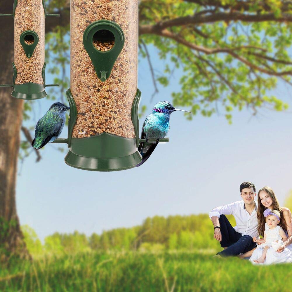 Ointo Garden Tube Bird Feeder with 6 Feeding Ports, Premium Hard Plastic Outdoor Birdfeeder with Steel Hanger(Pack of 2)