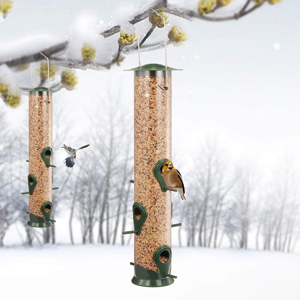 Ointo Garden Tube Bird Feeder with 6 Feeding Ports, Premium Hard Plastic Outdoor Birdfeeder with Steel Hanger(Pack of 2)