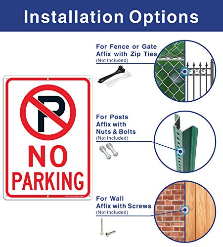 No Parking Sign With Symbol Sign (4 PACK), 14 x 10 Inches Reflective .40 Rust Free Aluminum, UV Protected, Weather Resistant, Waterproof, Durable Ink，Easy To Mount