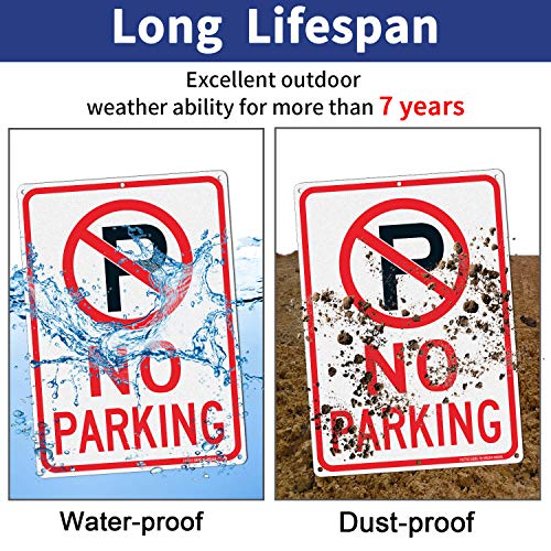 No Parking Sign With Symbol Sign (4 PACK), 14 x 10 Inches Reflective .40 Rust Free Aluminum, UV Protected, Weather Resistant, Waterproof, Durable Ink，Easy To Mount