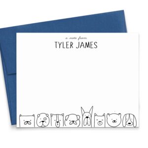 Personalized Dog Stationary for Boys or Girls, Personalized Thank You Cards for Kids, Dog Stationary, Your Choice of Colors and Quantity