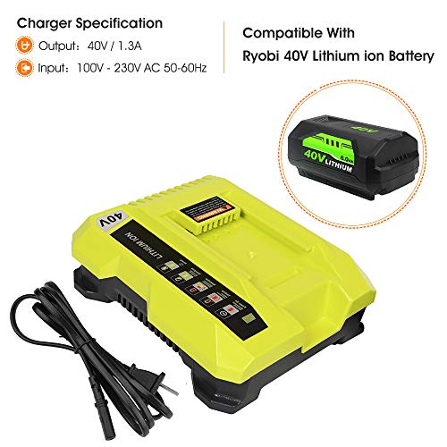 OP401 Replacement for ryobi 40v Charger Lithium-Ion OP401 Charger Compatible with Ryobi 40Volt Lithium-Ion Battery Charger for Ryobi OP4026 OP40201 OP4040 OP40401 OP4050 OP4050A OP40501 OP40601