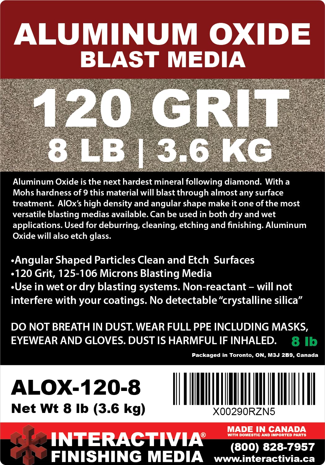 #120 Aluminum Oxide - 8 LBS - Fine Sand Blasting Abrasive Media for Blasting Cabinet and Blasting Guns.