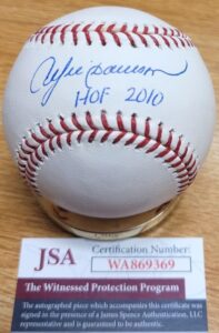 autographed andre dawson "hof 2010" official rawlings major league baseball - jsa coa