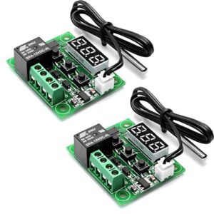 HiLetgo 2pcs W1209 with Case 12V DC Digital Temperature Controller Board Micro Digital Thermostat -50-110°C Electronic Temperature Temp Control Module Switch with 10A One-Channel Relay and Waterproof