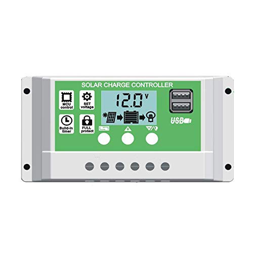 EpRec 30A 12V 24V PWM Solar Charge Controller Lithium Battery Charge Controller Compatible with Lead Acid/ Lithium-ion/ Lithium Iron Phosphate Battery