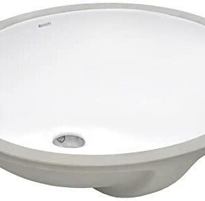 Ruvati 18 x 15 inch Undermount Bathroom Sink White Oval Porcelain Ceramic with Overflow - RVB0618