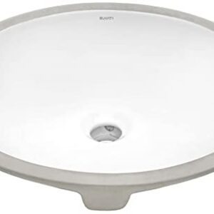 Ruvati 18 x 15 inch Undermount Bathroom Sink White Oval Porcelain Ceramic with Overflow - RVB0618