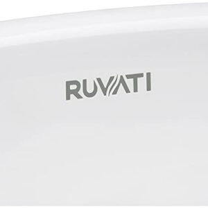 Ruvati 18 x 15 inch Undermount Bathroom Sink White Oval Porcelain Ceramic with Overflow - RVB0618